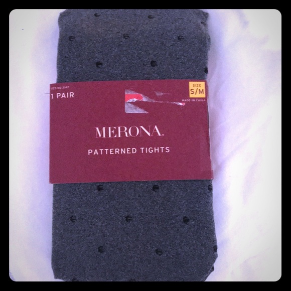Merona | Accessories | Patterned Tights Black Spots And Grey | Poshmark